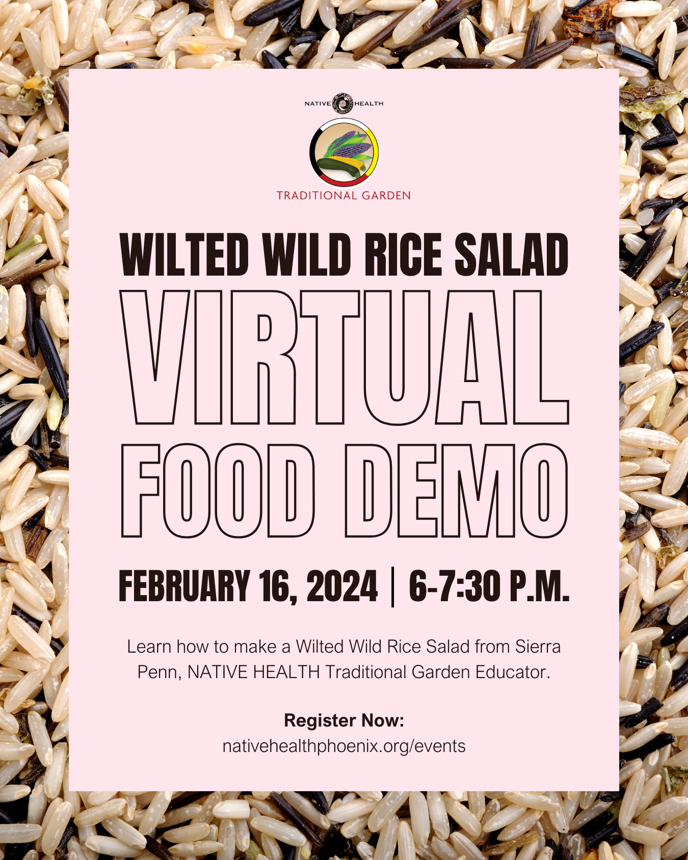 Virtual Cooking Demo: Wilted Wild Rice Salad - Native Health of Phoenix