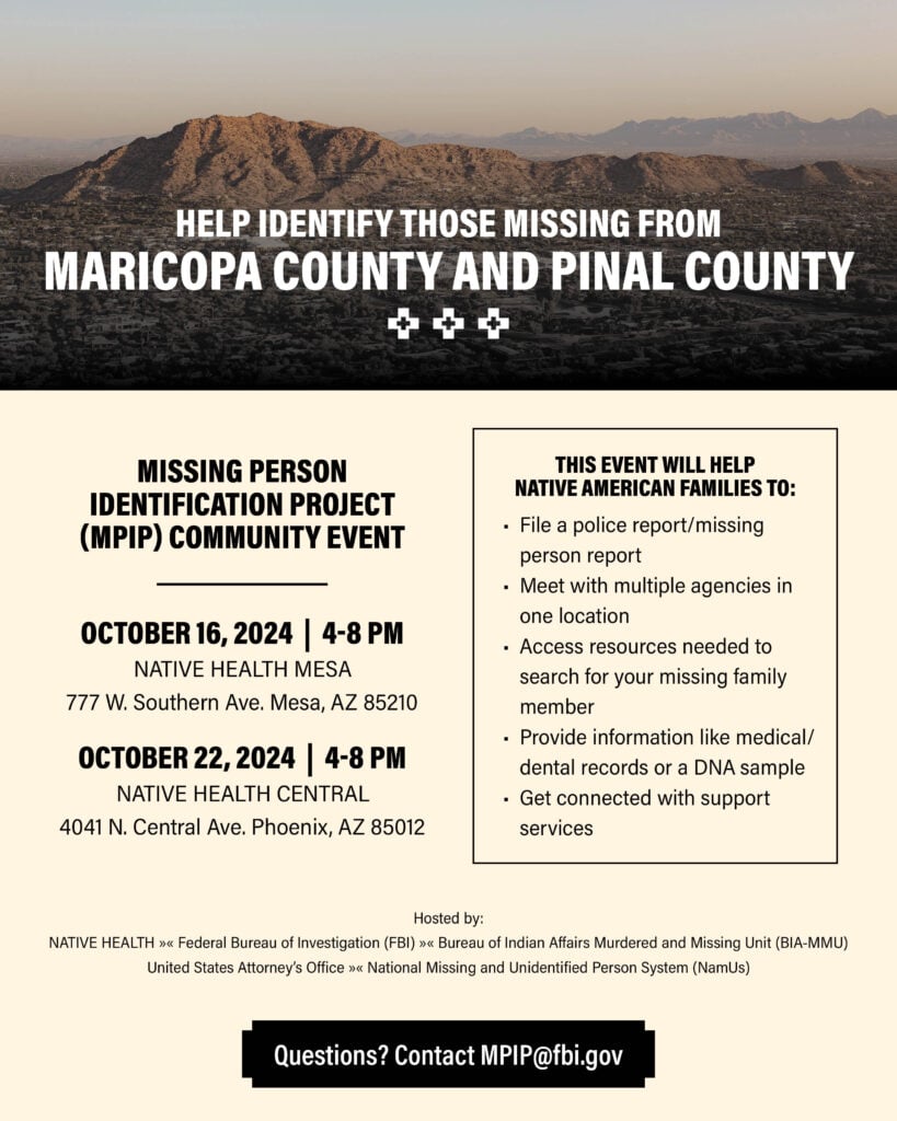 Missing Person Identification Project Community Event - Native Health ...
